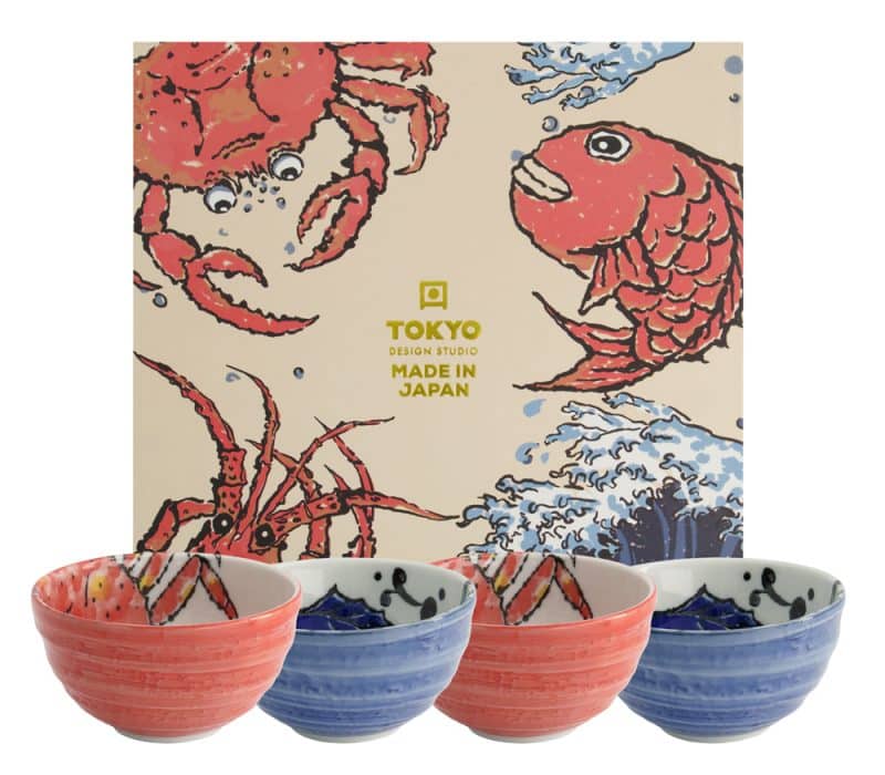 Tokyo Design Studio - Seafood Bowl Set - Blue/Red - Porcelain tableware ...